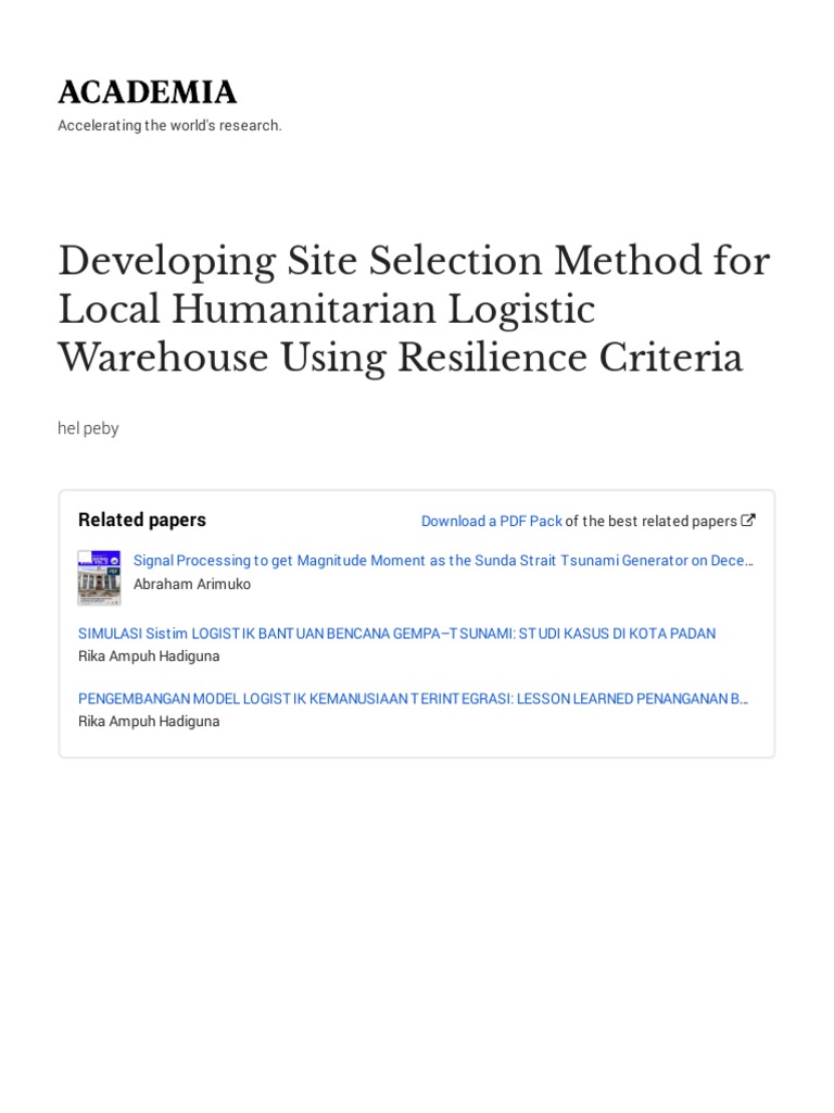Developing resilient local humanitarian logistics | PDF | Logistics ...