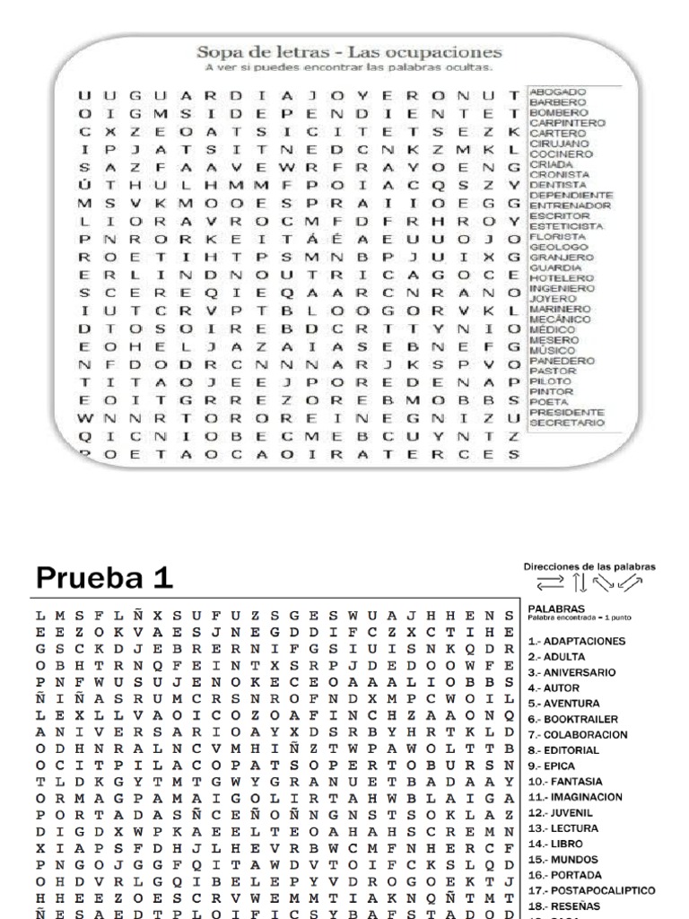 Sopa de Letras para Quinto | PDF