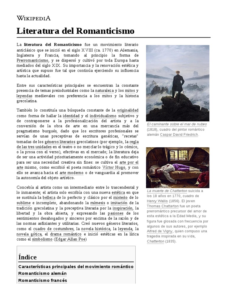 Literatura Del Romanticismo en Europa | PDF | Romanticismo