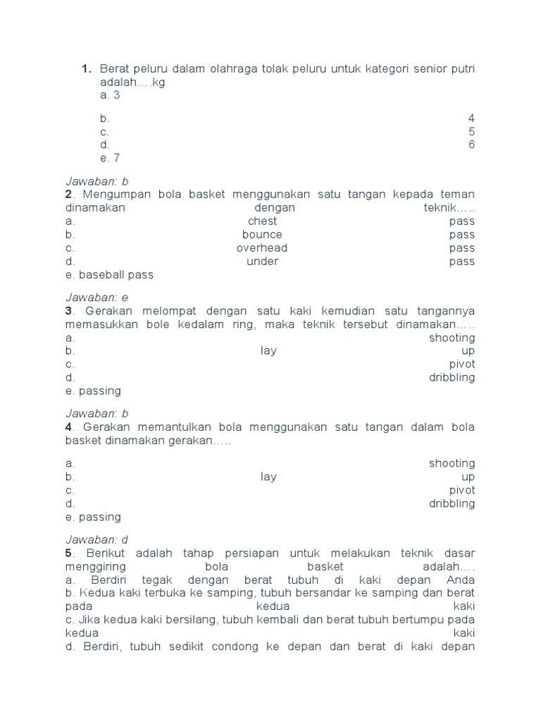 Soal PJOK Kelas XI Semester 1 | PDF
