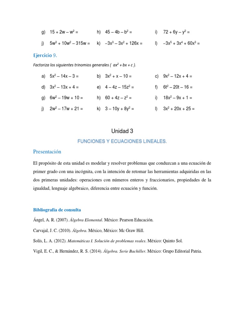 Funciones y Ecuaciones Lineales | PDF | Ecuaciones | Fórmula