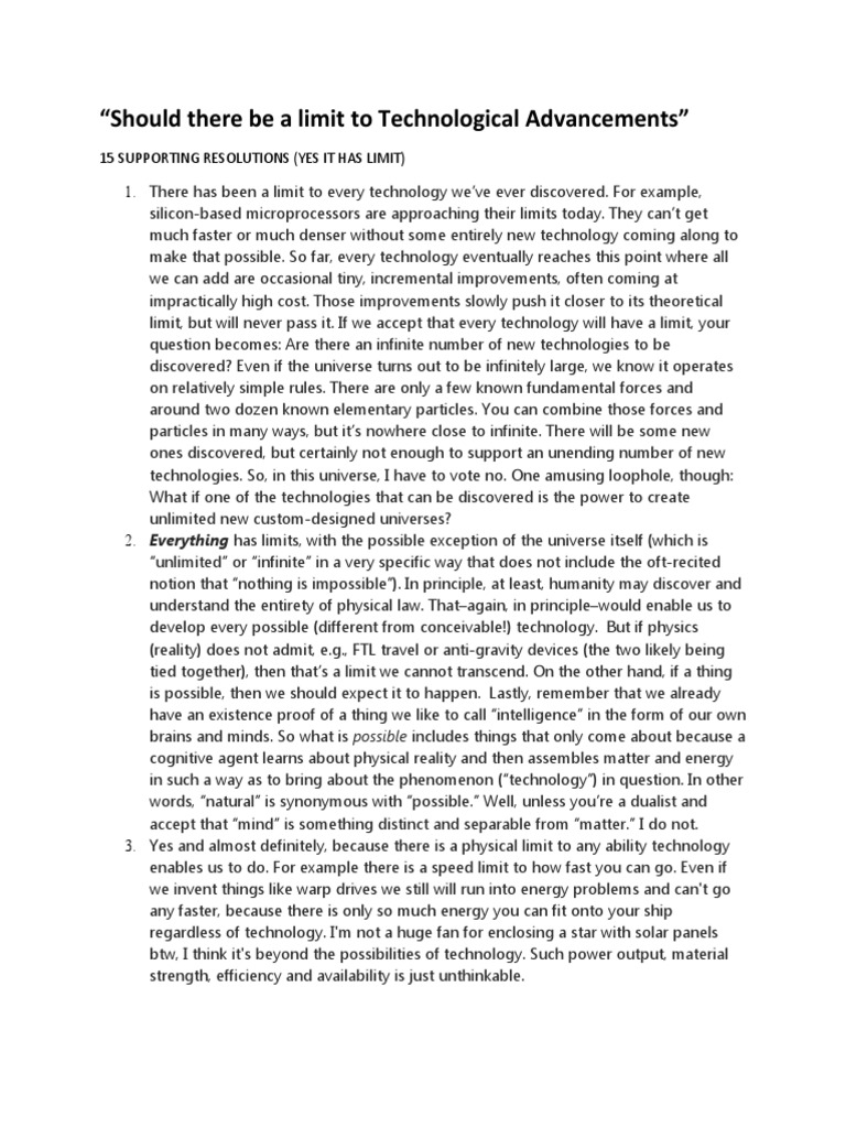 Technological Advancement: Examining Arguments for the Existence of ...