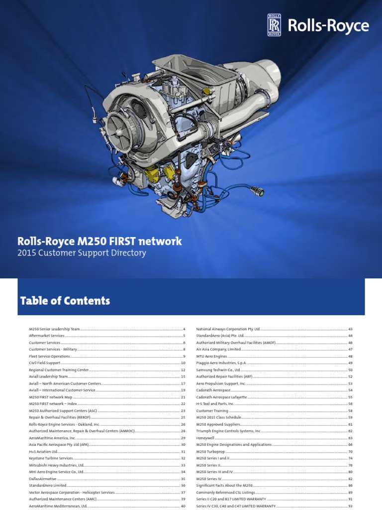 Rolls-Royce M250 FIRST Network: 2015 Customer Support Directory | PDF ...