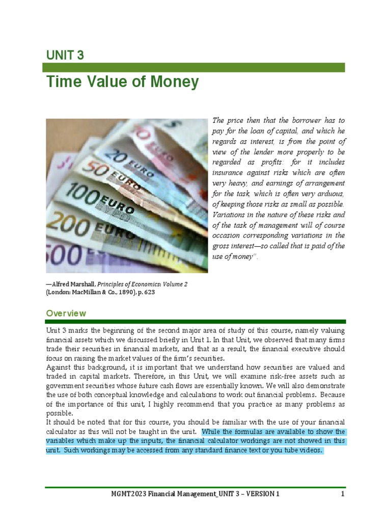 Financial Management Time Value of Money | PDF | Present Value | Time ...