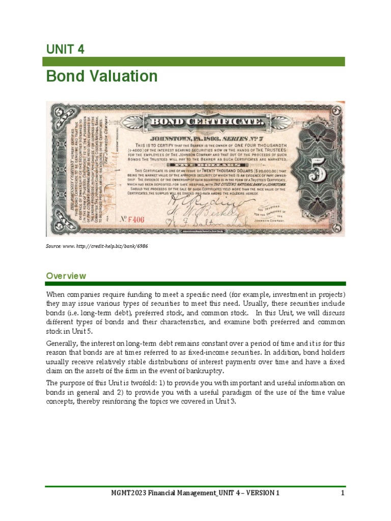 Bond Valuation and Characteristics | PDF | Bonds (Finance) | Yield ...