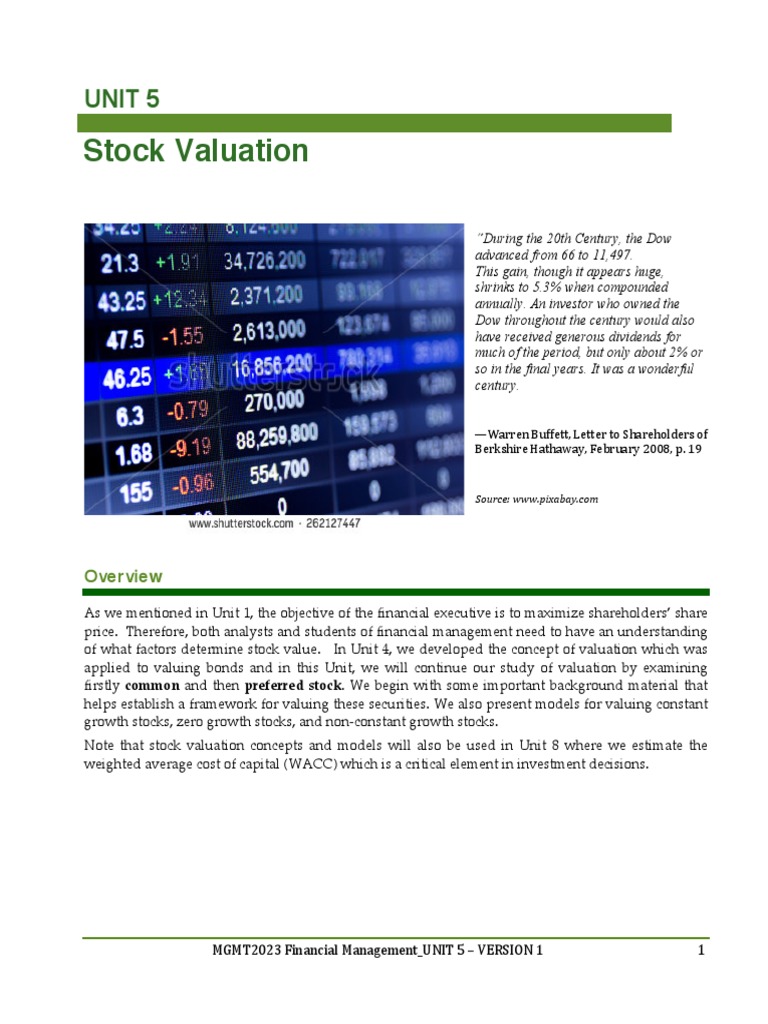 Stock Valuation - Financial Management | PDF | Preferred Stock | Stocks