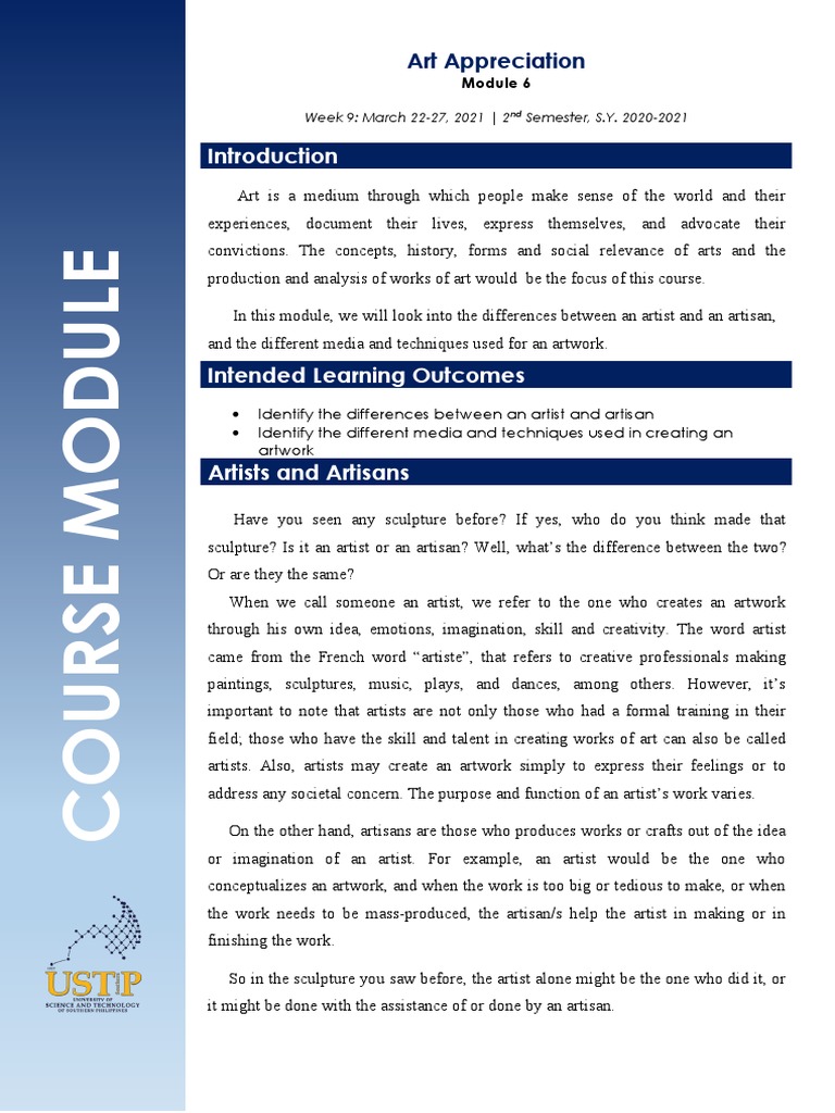 Module 5 - Artists, Artisans, Mediums and Techniques | PDF | Musical Instruments | String ...