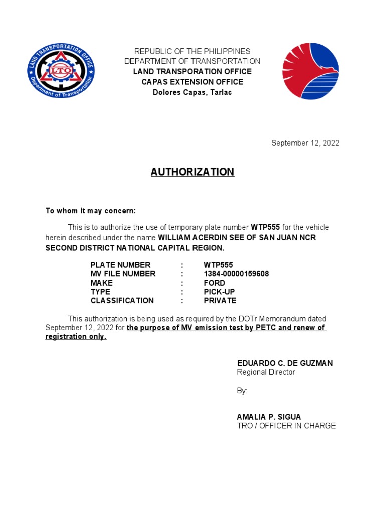 Lto Authorization | PDF