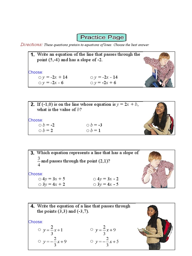 Equations of Straight Lines Practice - MathBitsNotebook (A1 - CCSS Math) | Download Free PDF ...