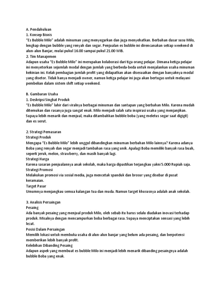 Contoh Proposal Usaha Minuman | PDF