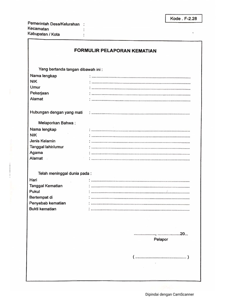 6402-Form Pelaporan Kematian | PDF