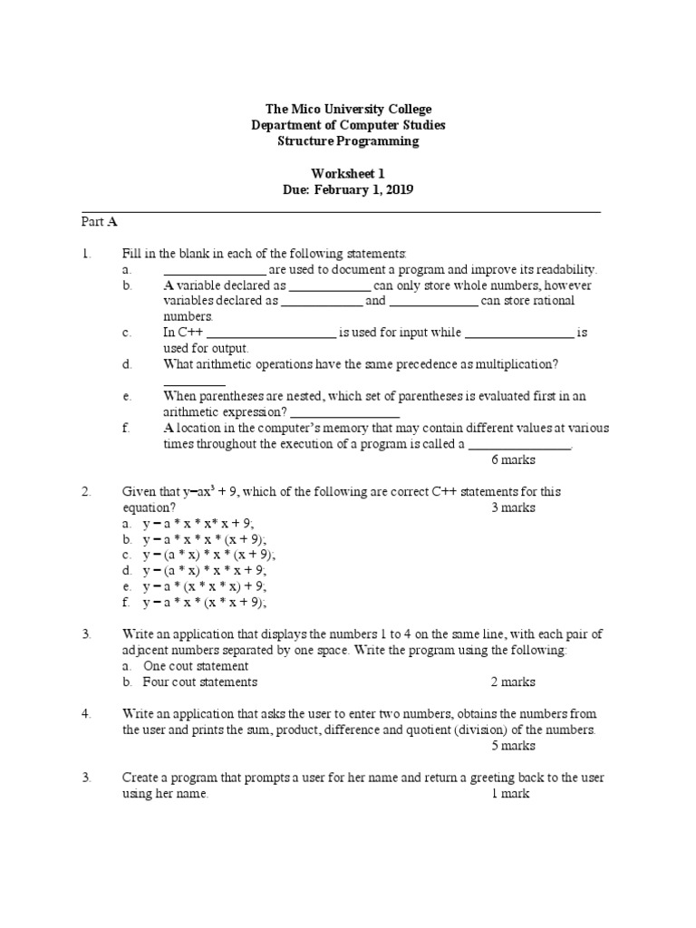 Worksheets Pdf Pointer Computer Programming Computer Program