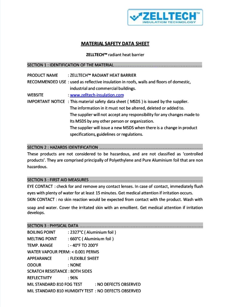 PDF Msds Zelltech - Compress | PDF | Chlorine | Fires
