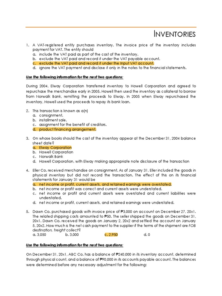 Inventories Pdf Cost Of Goods Sold Corporations