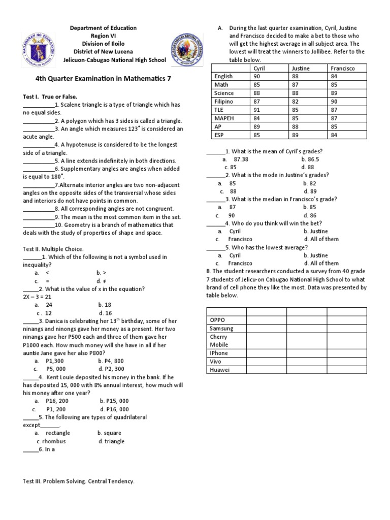 Jollibee Treat for Top Scorer | PDF | Triangle | Elementary Mathematics