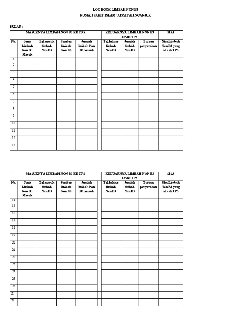 Log Book Limbah Non B3 | PDF