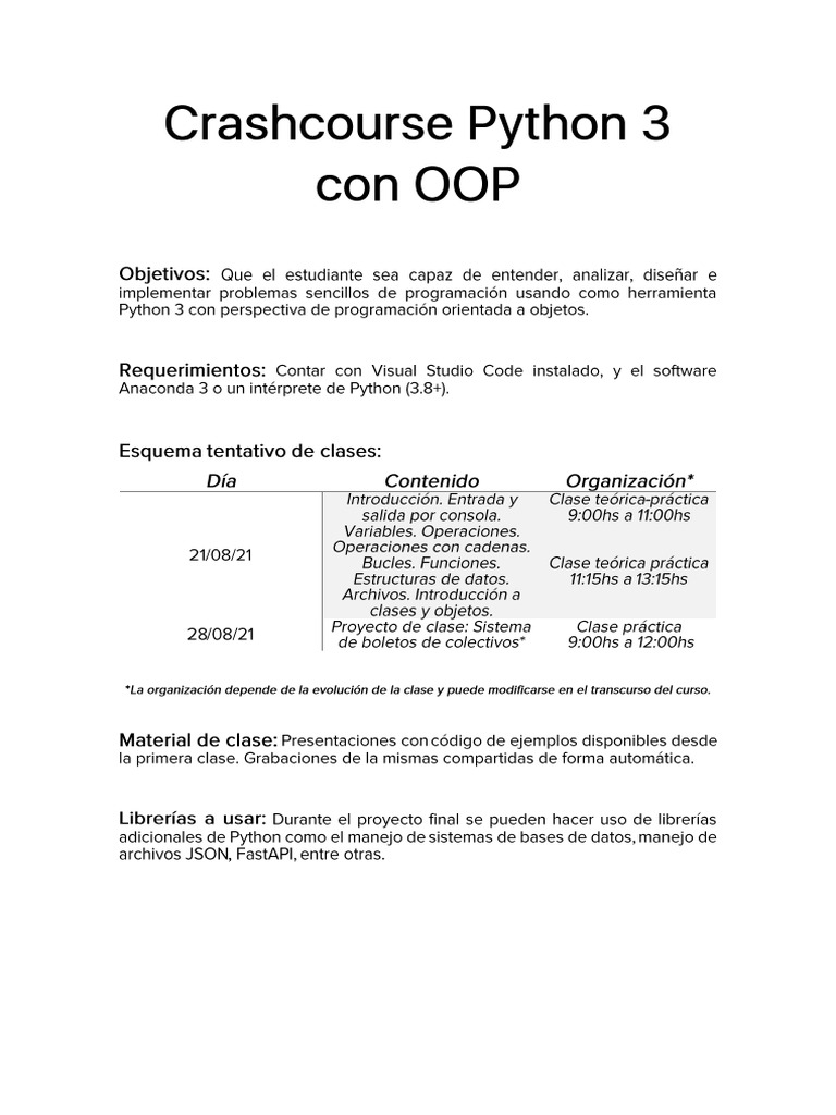 Programa Curso Python y Java 2021 | PDF Programa Curso Python y Java 2021 | PDF