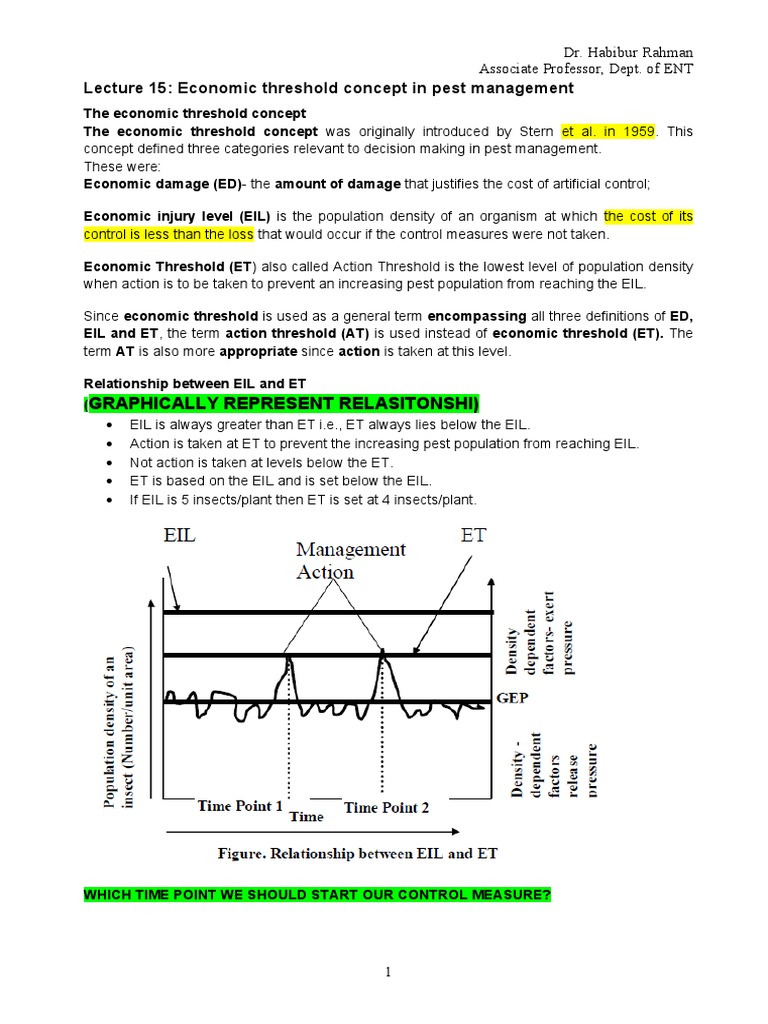 Lecture 5 Economic Threshold Concept in Pest Management | PDF | Rice | Pest (Organism)