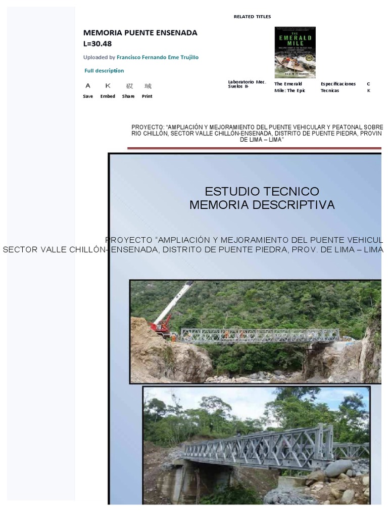 PDF Memoria Puente Ensenada l3048 | PDF | Puente | Topografía