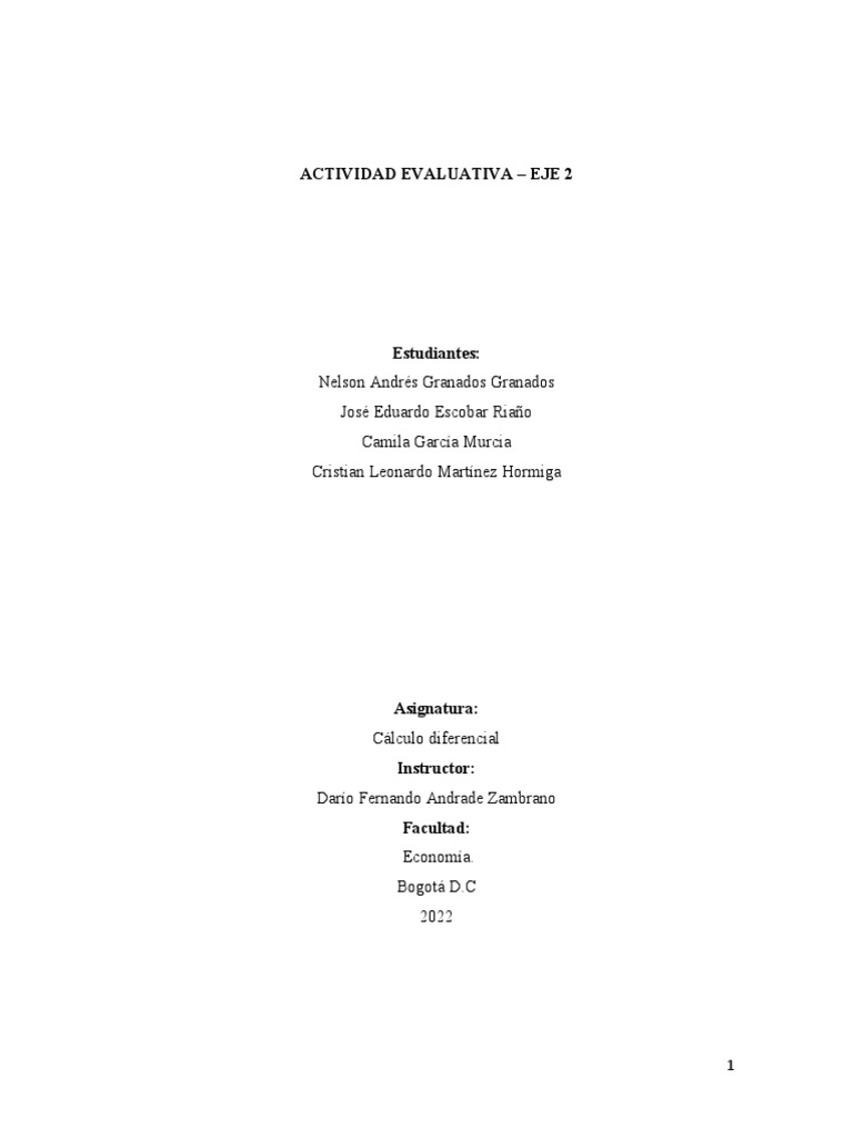 Actividad Evaluativa Eje 2 Calculo | Descargar gratis PDF | Interés ... Actividad Evaluativa Eje 2 Calculo | Descargar gratis PDF | Interés ...