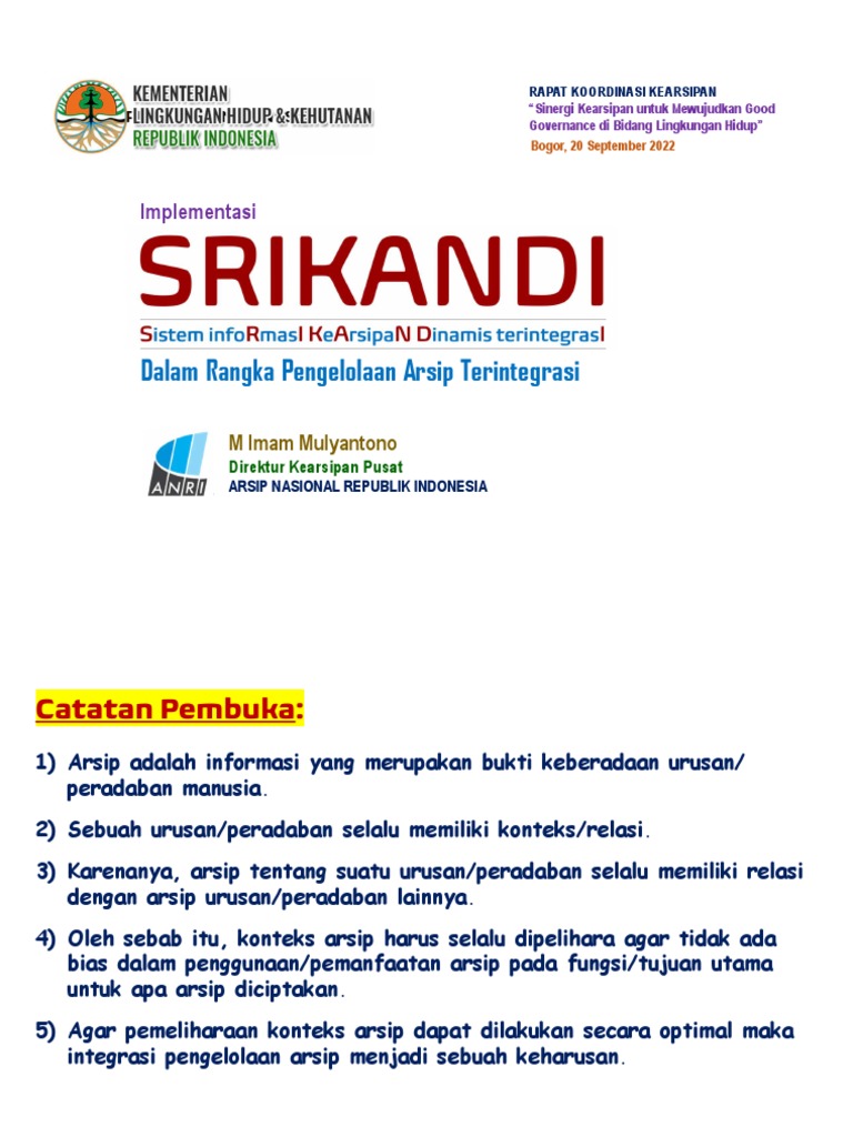 SRIKANDI Arsip Terintegrasi KLHK 20sept2022 | PDF
