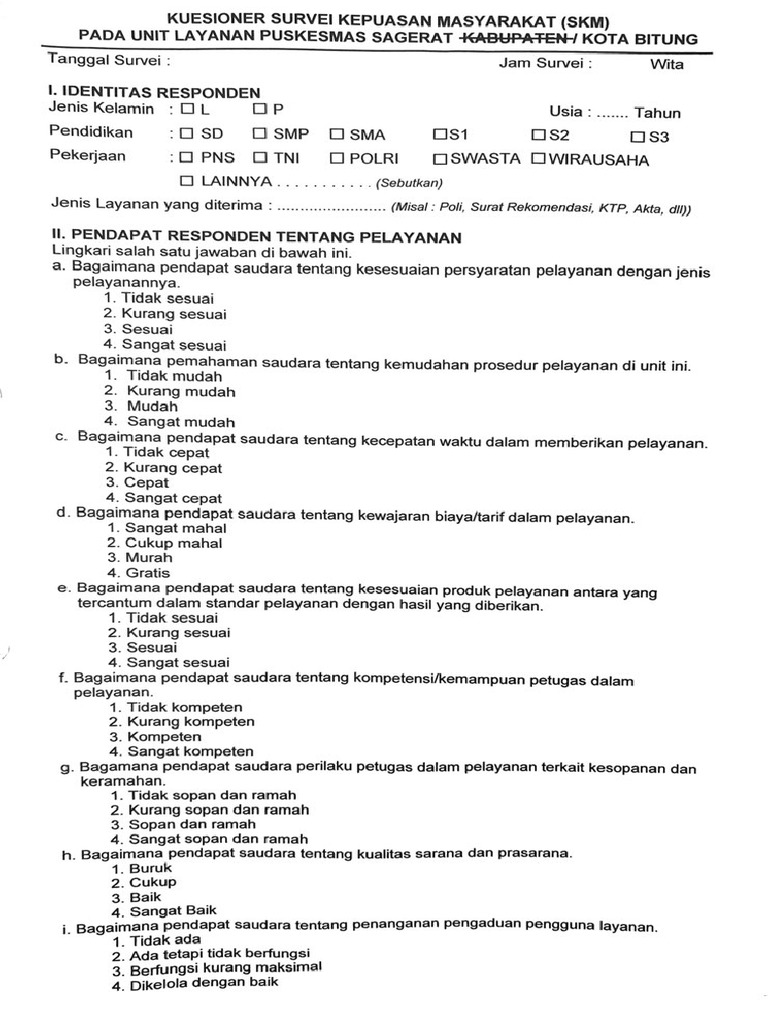 Kuesioner SKM | PDF