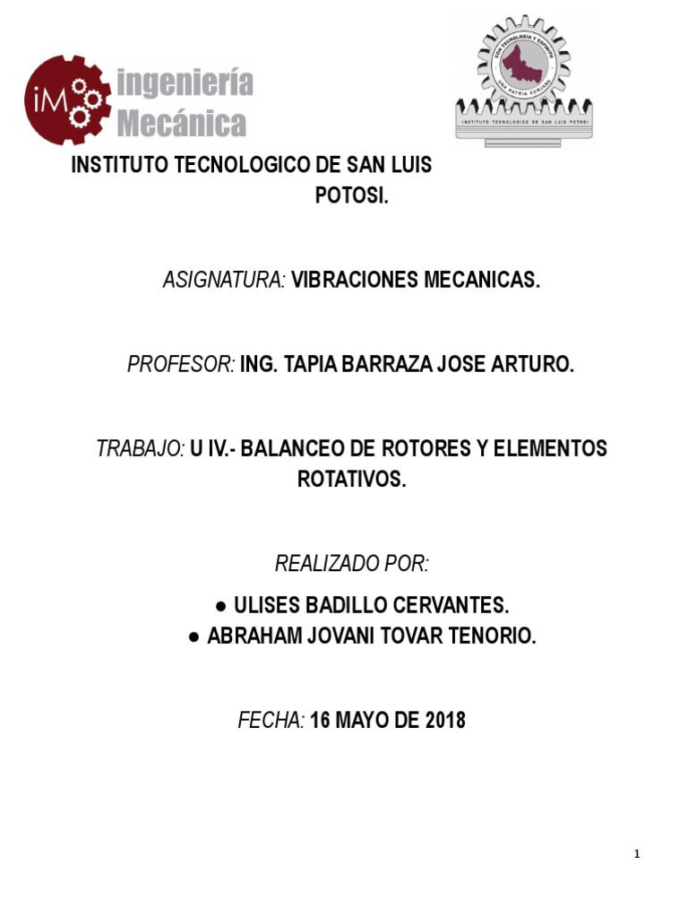 Balanceo de Rotores y Elementos Rotativo | PDF | Eje | Vector Euclidiano