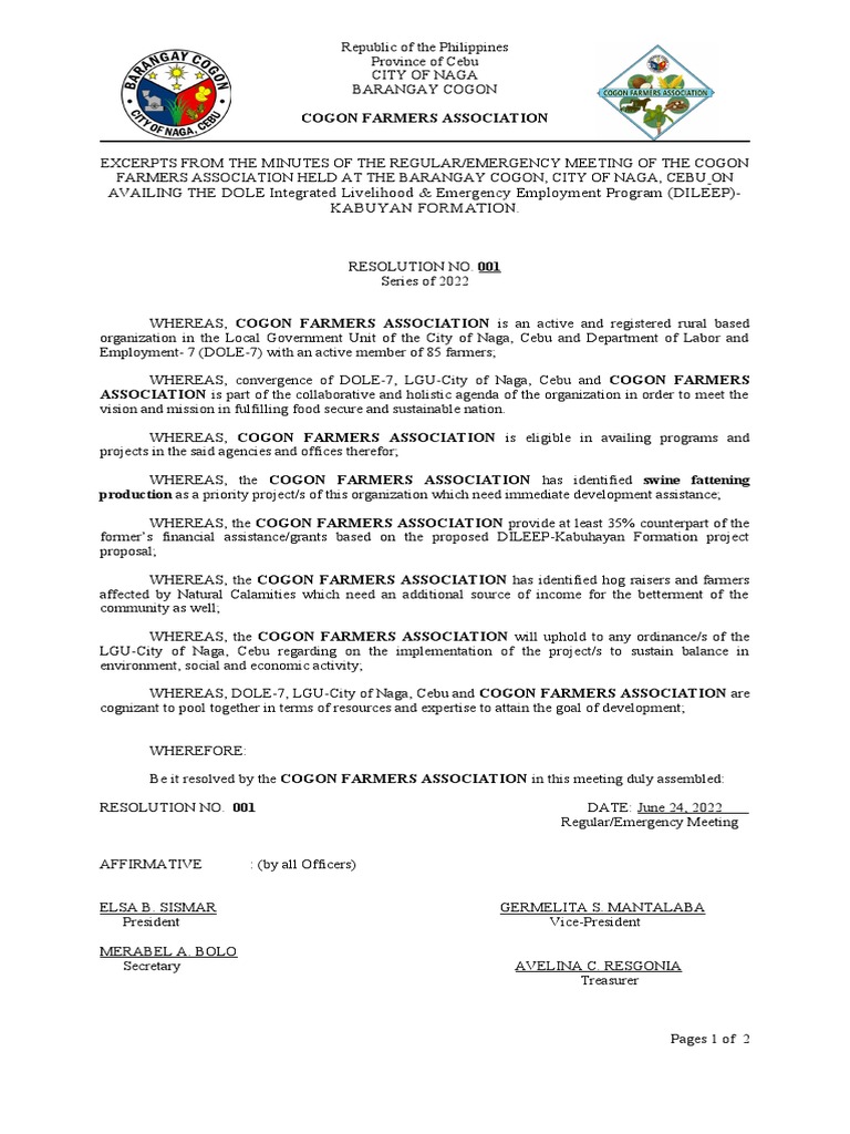 4.-Board-Resolution-Cogon - FARMERS | PDF | Economies