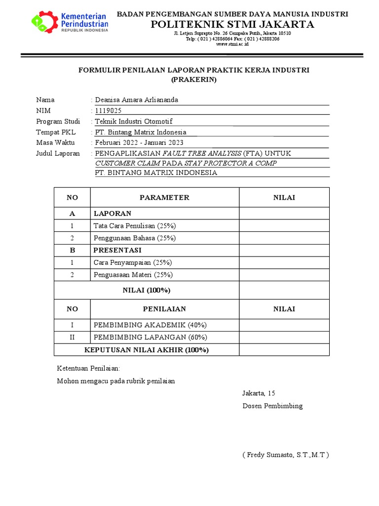 Formulir Penilaian | PDF