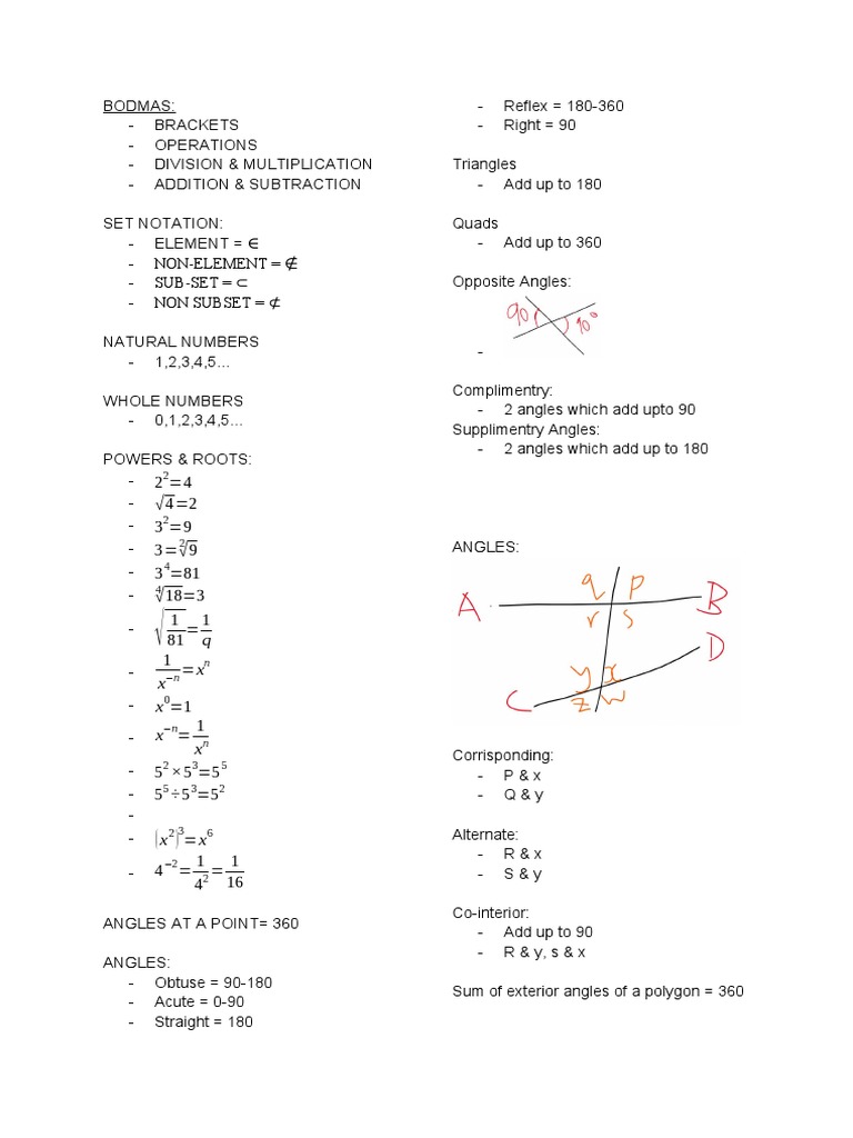 Math Notes (Maths Notes) | PDF | Triangle | Euclidean Plane Geometry