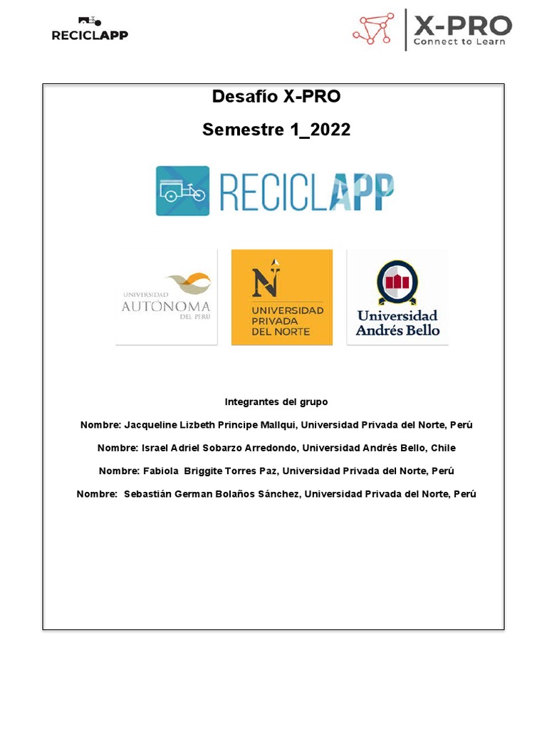 X Pro - Informe de Reciclapp | PDF | Reciclaje | Chile