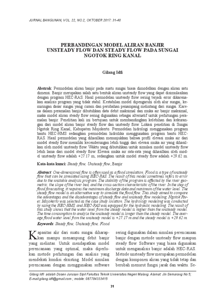 Perbandingan Model Aliran Banjir Unstead | PDF