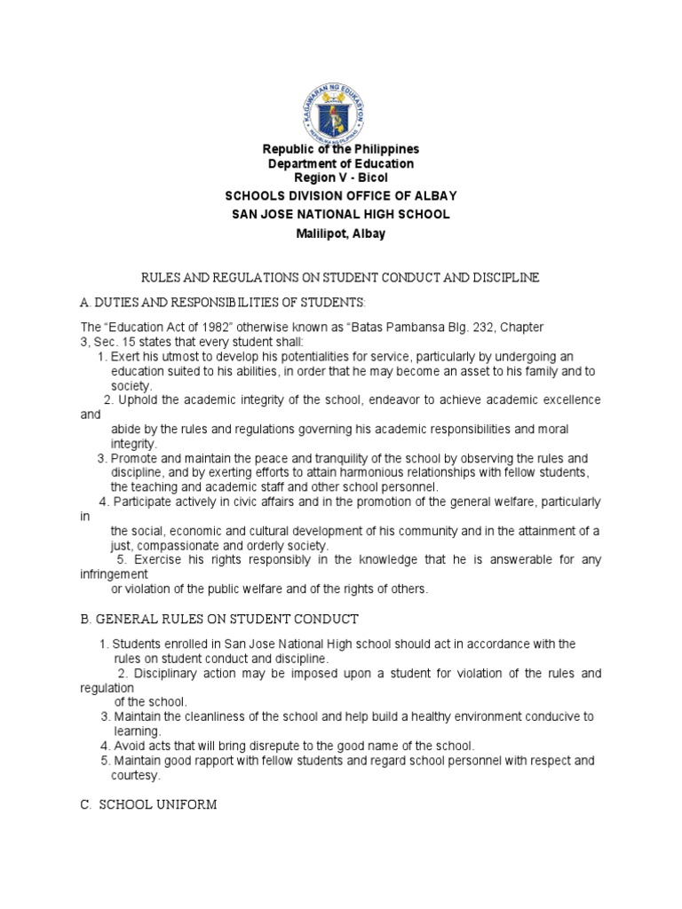 School-Rules-and-Regulations | PDF | Blouse | Cyberbullying