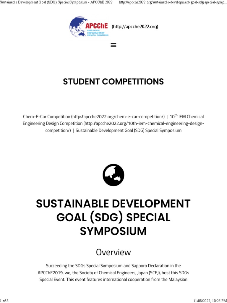 SDG Symposium at APCChE 2022 | PDF | Economic Development | Environment