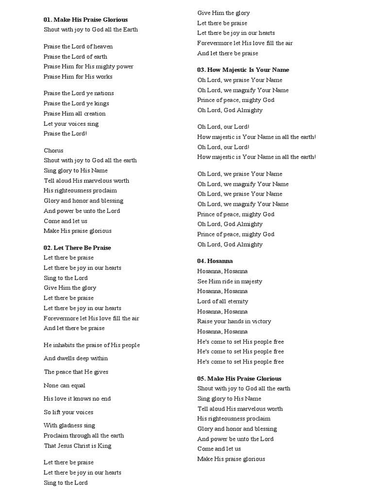 Make His Praise Glorious | PDF | God In Christianity | Glory (Religion)