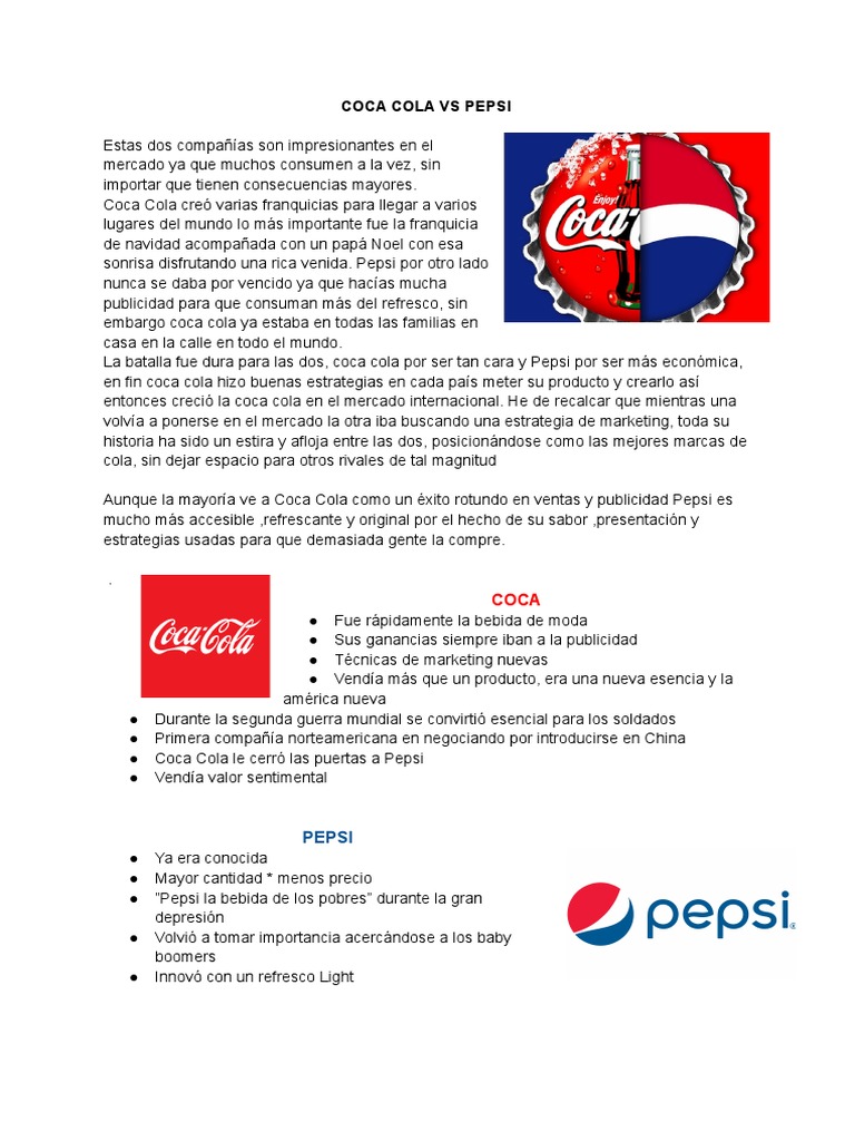 COCACOLA Vs PEPSI | PDF | Coca Cola | Pepsi