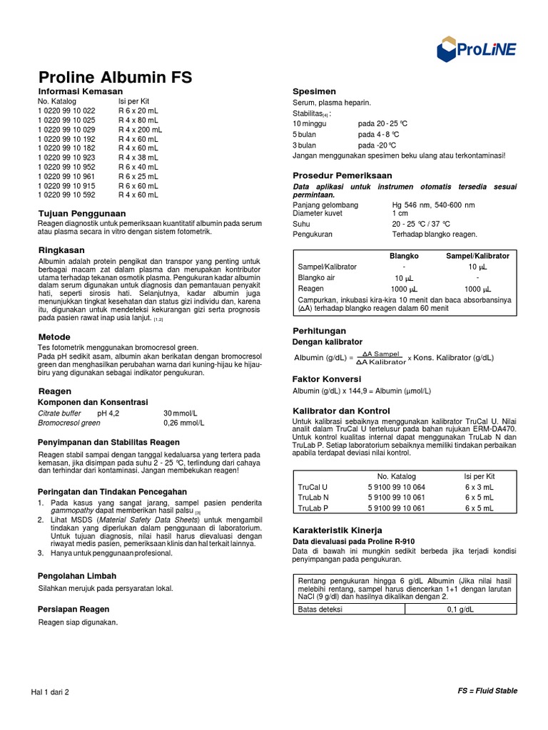 Albumin FS Ed.00 | PDF
