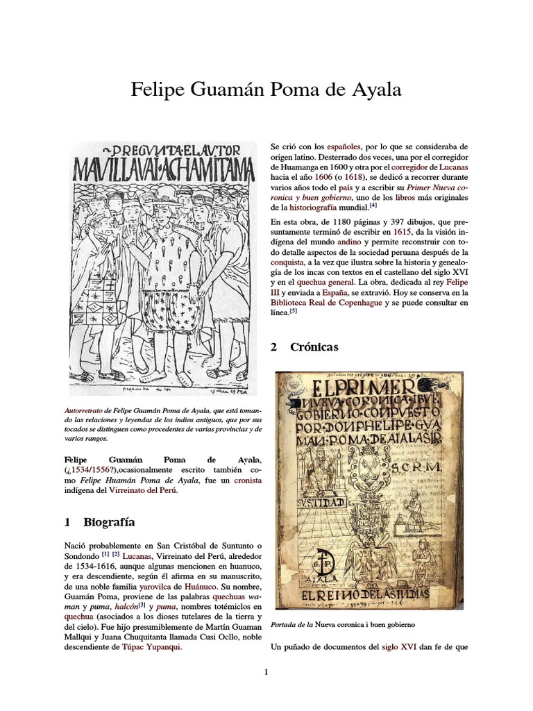 Felipe Guaman Poma de Ayala 1 | PDF | Perú