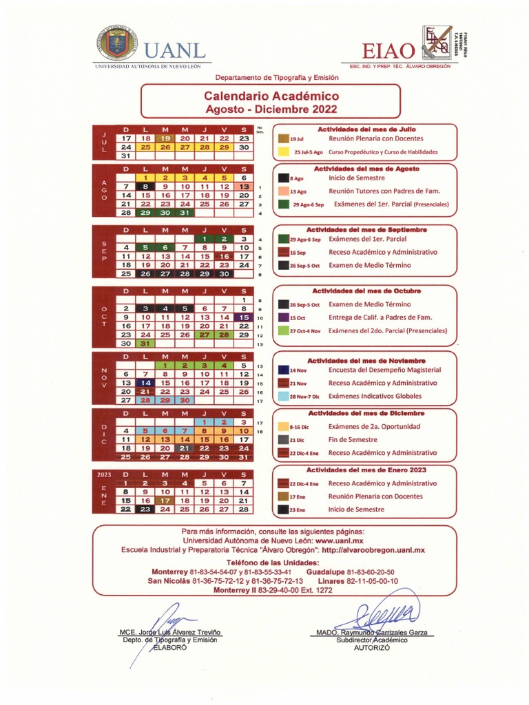 Calendario Académico EIAO Ago-Dic-2022 | PDF