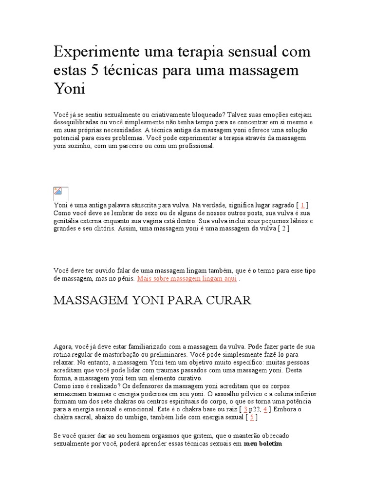 Experimente Uma Terapia Sensual Com Estas 5 Técnicas para Uma Massagem Yoni | PDF | Massagem ...
