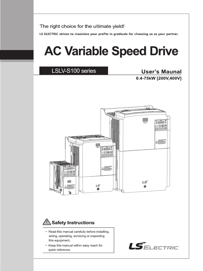 LSLV-S100 Inverter Safety Manual | PDF | Electric Motor | Power Inverter