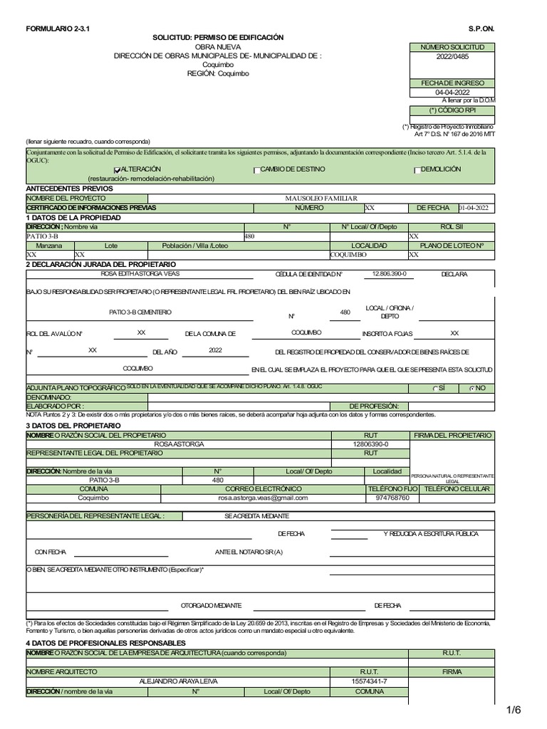 5 Solicitud Permiso Edificacion | PDF