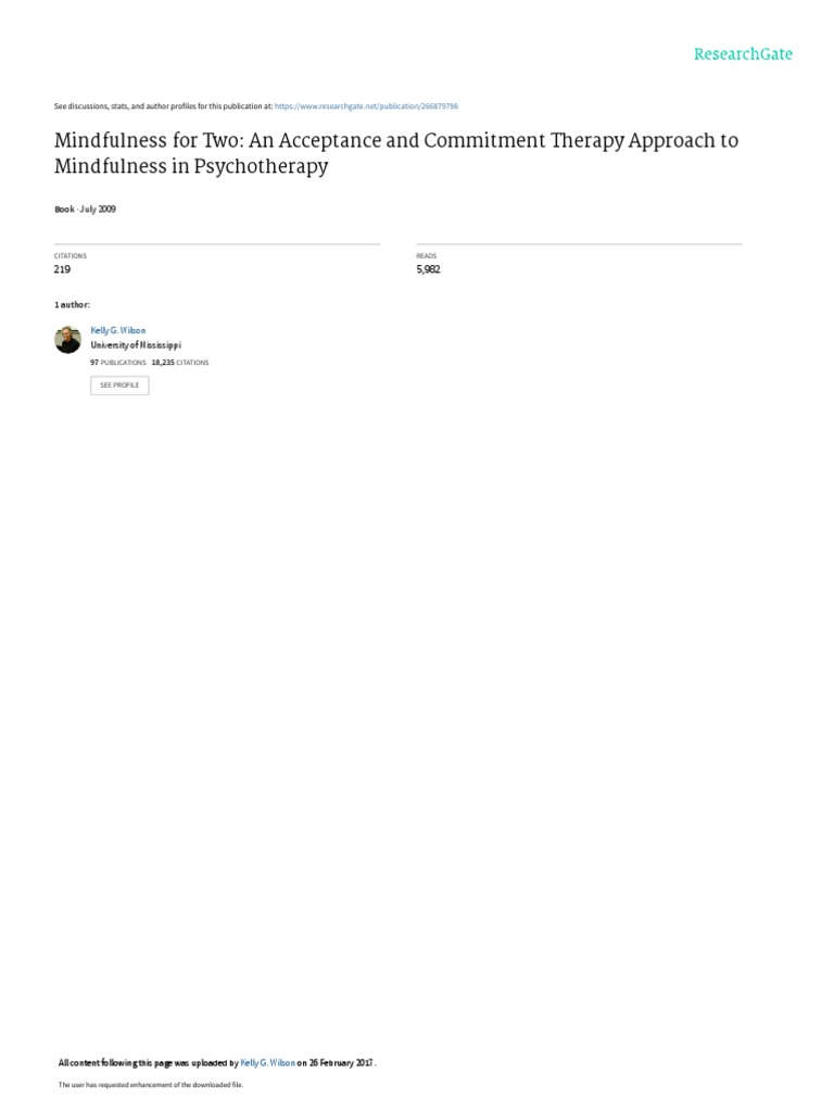 Mindfulness For Two An Acceptance and Commitment T | PDF ...