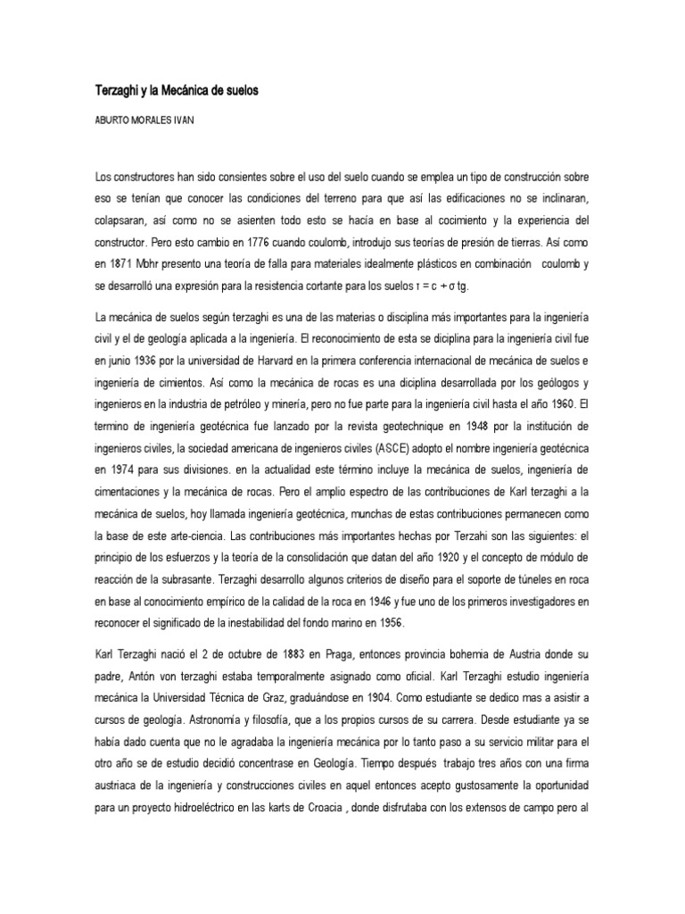 Terzaghi y La Mecánica de Suelos | PDF | Mecánica de suelos | Ingeniería
