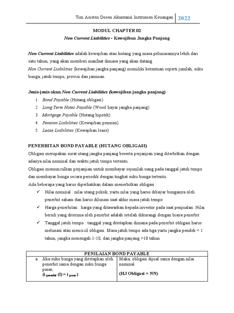 Modul Chapter 02 - Non Current Liabilities | PDF