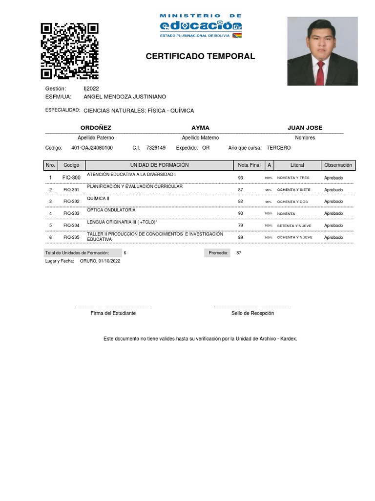Certificado Temporal | PDF