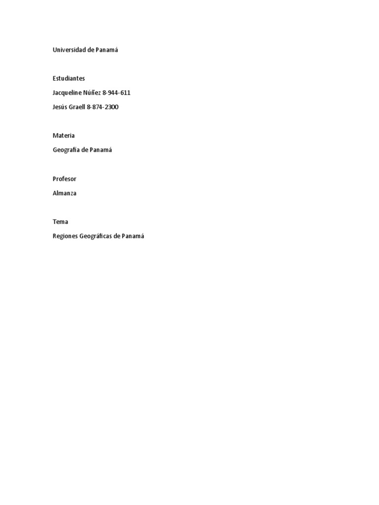 Regiones Geograficas de Panamá | PDF | Panamá | Geografía Física