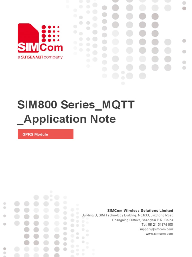 Sim800 Series Mqtt Application Note V1 03 Pdf Computer Network Transmission Control Protocol