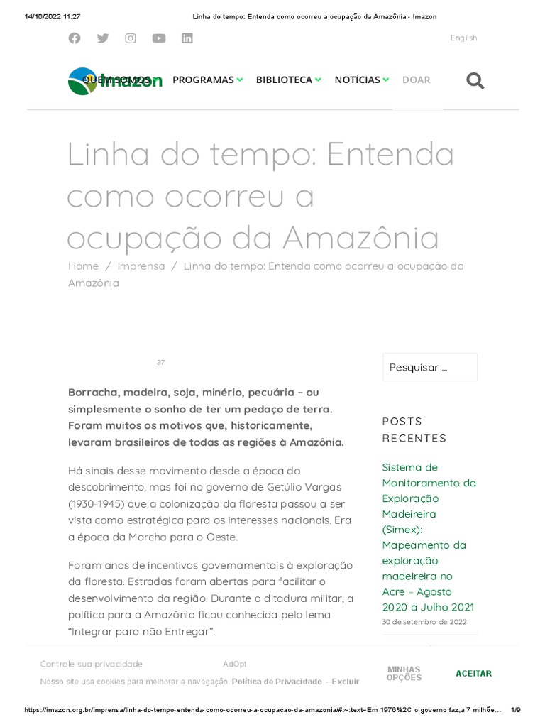 Linha Do Tempo - Entenda Como Ocorreu A Ocupação Da Amazônia - Imazon ...