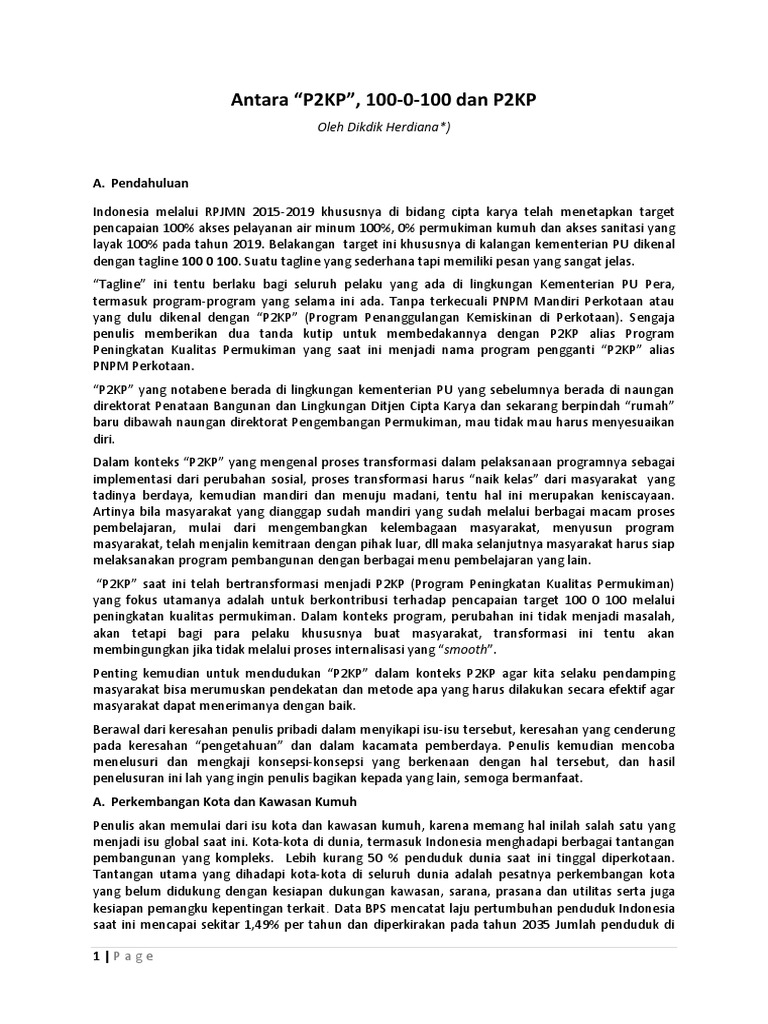 Konsep Penanganan Kumuh Dan P2KP | PDF